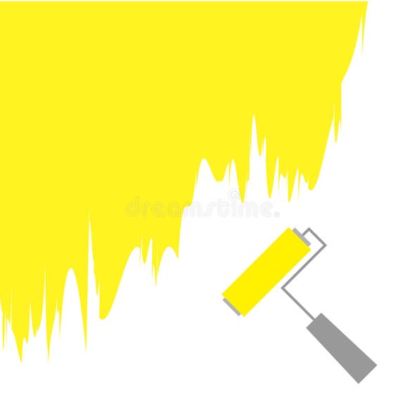 Yellow Paint Roller Brush for Text on the Wall Stock Vector ...