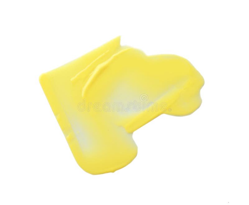 Yellow Paint Sample on White Background, Top View Stock Image - Image ...
