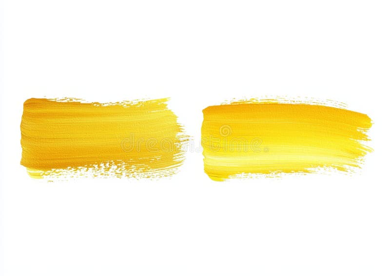 Yellow Paint Smear Brushes. Beautiful Brush Set Stock Image - Image of ...