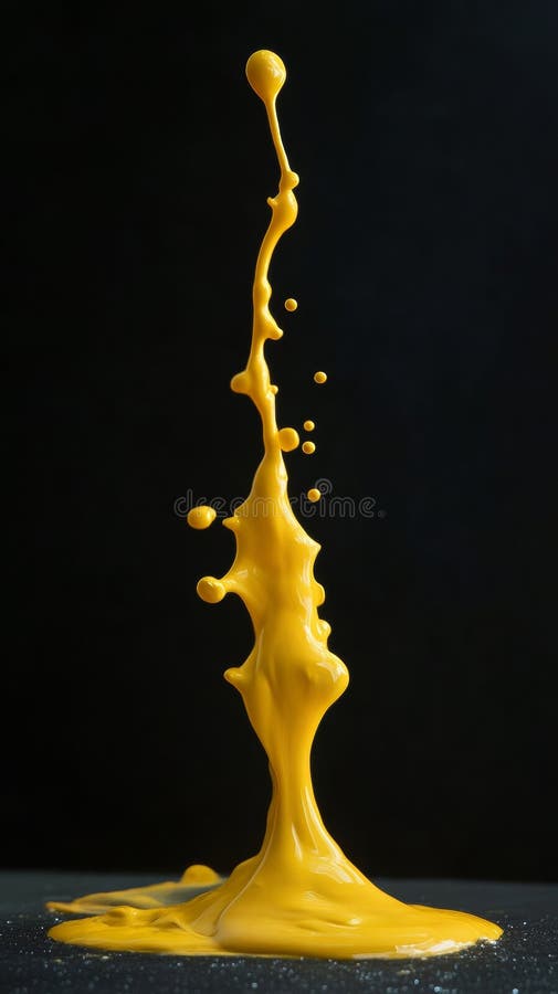 Yellow Paint Splash Against Dark Background, Artistic Expression and ...