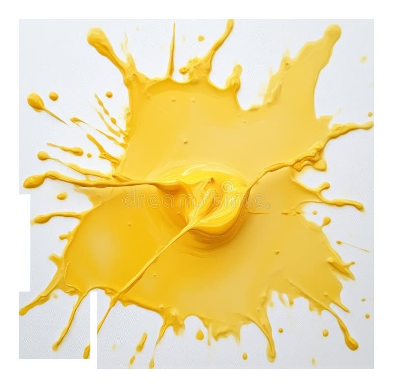 Yellow Paint Splash Isolated on Transparent Background, Abstract Art ...