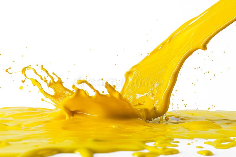Yellow Paint Splash on White Background Stock Image - Image of impact ...