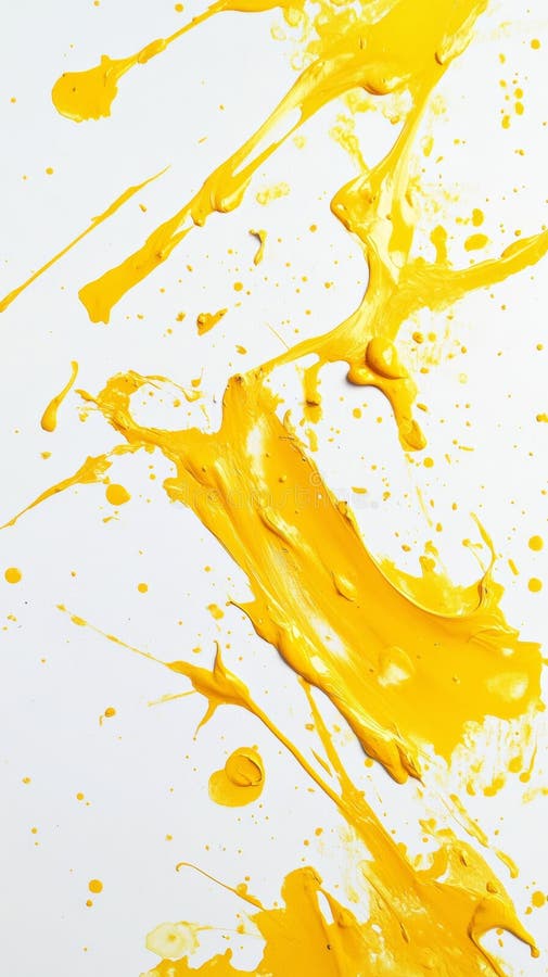 Yellow Paint Splashes on a White Background, Abstract Art Concept Stock ...