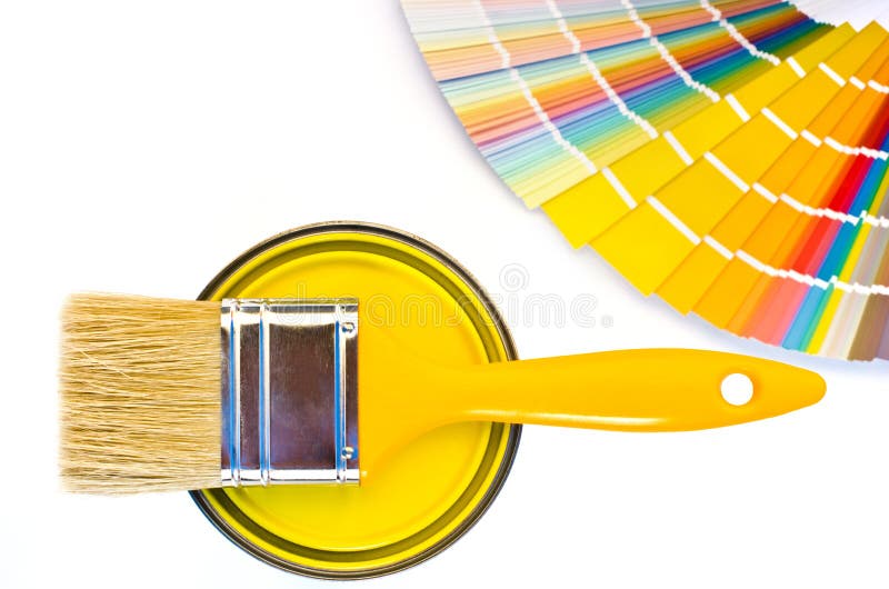 Yellow paint and swatch. stock image. Image of paint - 33707455
