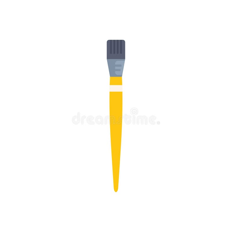 Yellow Paintbrush Standing Up Isolated on White Background Stock ...