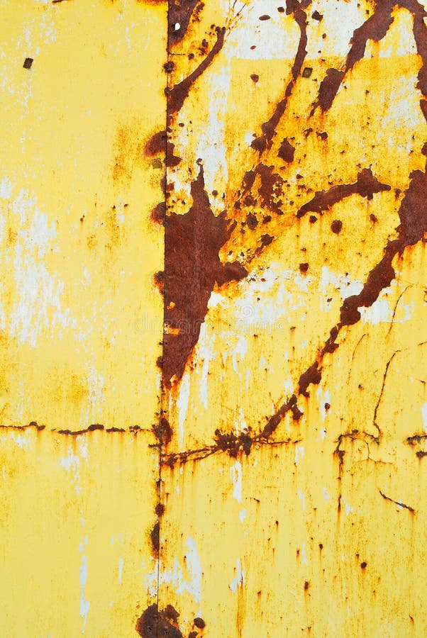 Yellow Painted Metal with Rust Texture Stock Photo - Image of retro ...