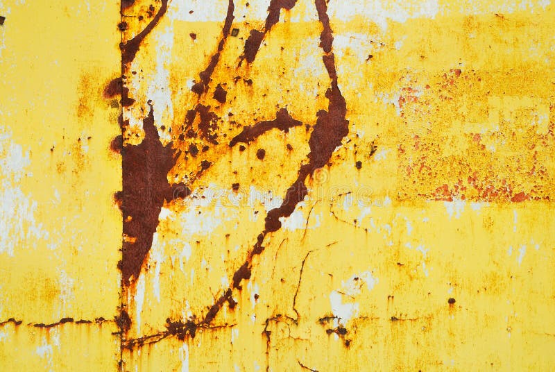 Yellow Painted Metal with Rust Texture Stock Image - Image of material ...