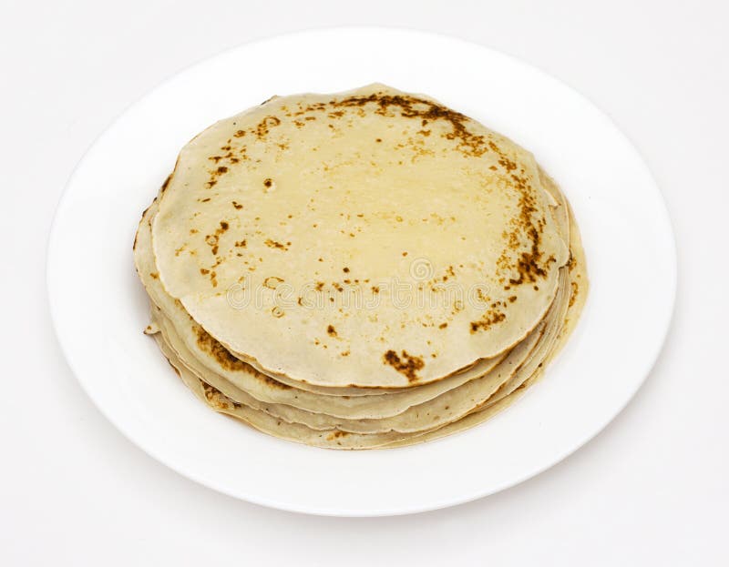 Yellow Pancakes on a White Plate Stock Photo - Image of pancake, food ...