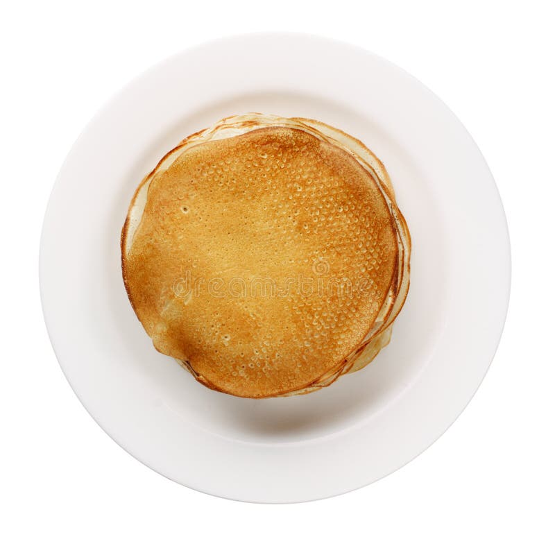 Yellow Pancakes on White Plate Isolated Stock Image - Image of pancake ...