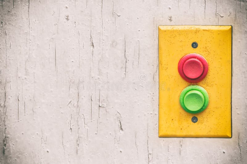 Yellow Panel with Rempty Red and Green Buttons Stock Photo - Image of ...