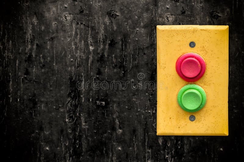 Yellow Panel with Rempty Red and Green Buttons Stock Image - Image of ...
