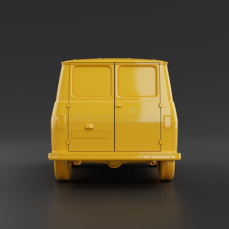Yellow Panel Van. Monochrome Single Color Isolated Modern Panelvan ...