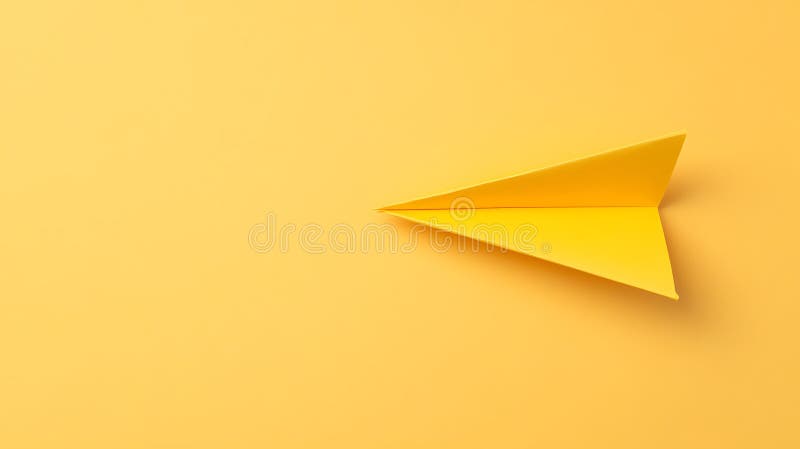 Yellow Paper Airplane on Yellow Background Stock Illustration ...