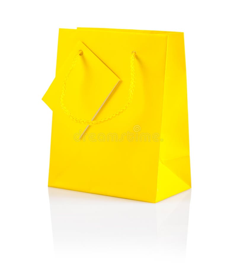 Yellow paper bag isolated stock image. Image of shopaholic - 30094199