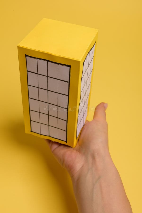 Yellow Paper Block of Flats on Yellow Background Paper. Minimalistic ...