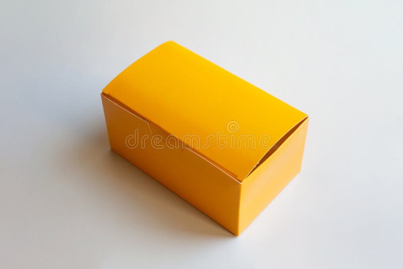 Yellow Paper Box Container on White Background Stock Photo - Image of ...