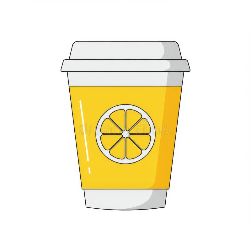 Yellow Paper Cup with Lemon Design Stock Illustration - Illustration of ...