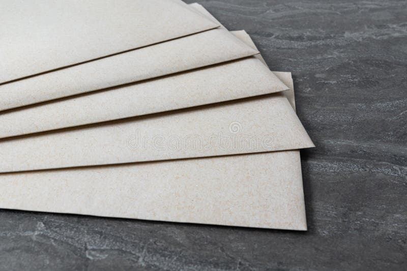 Yellow Paper Envelopes are Arranged Neatly on a Desk Stock Image ...