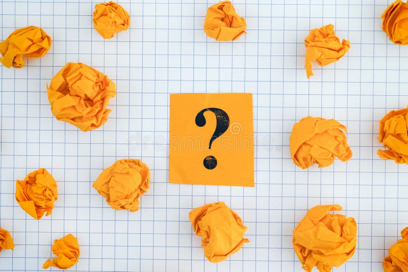 Yellow Paper Note with Question Mark on Notebook Sheet with Some Yellow ...