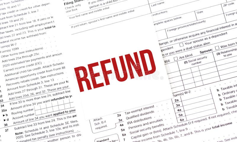 Yellow Paper Note with Words REFUND , Tax Concept Stock Photo - Image ...