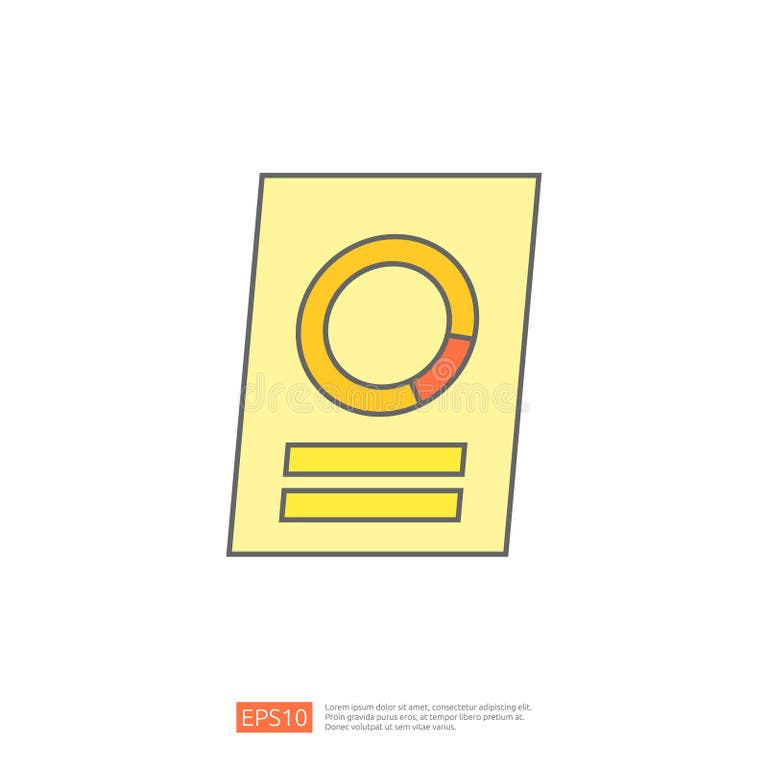 Yellow Paper with Pie Chart Icon and Three Lines. Perfect for ...