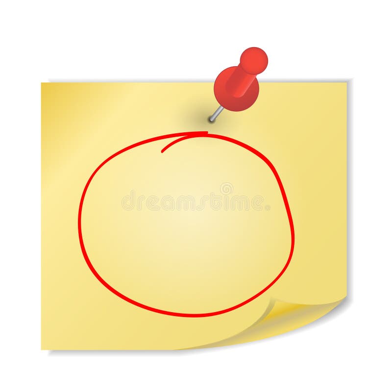 Yellow Paper with Pin on White Background Vector Stock Vector ...