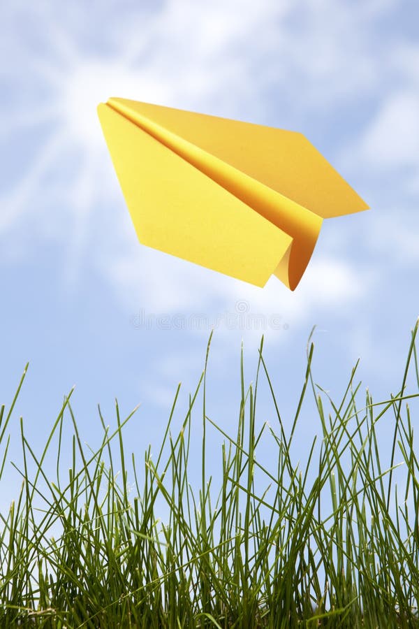 Yellow paper plane stock photo. Image of wing, freedom - 36032598