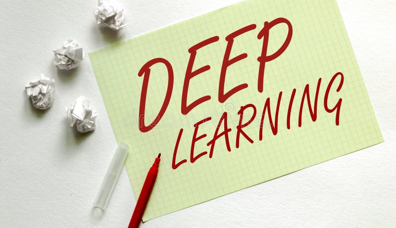 Yellow Paper with Text Deep Learning on the White with Red Marker Stock ...