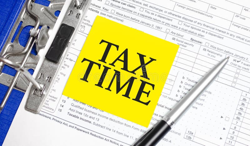 Yellow Paper with Text 2022 Tax Time Editorial Image - Image of ...