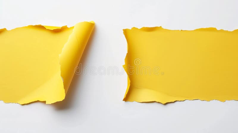 Yellow Papers Torn on White Surface Stock Photo - Image of office ...