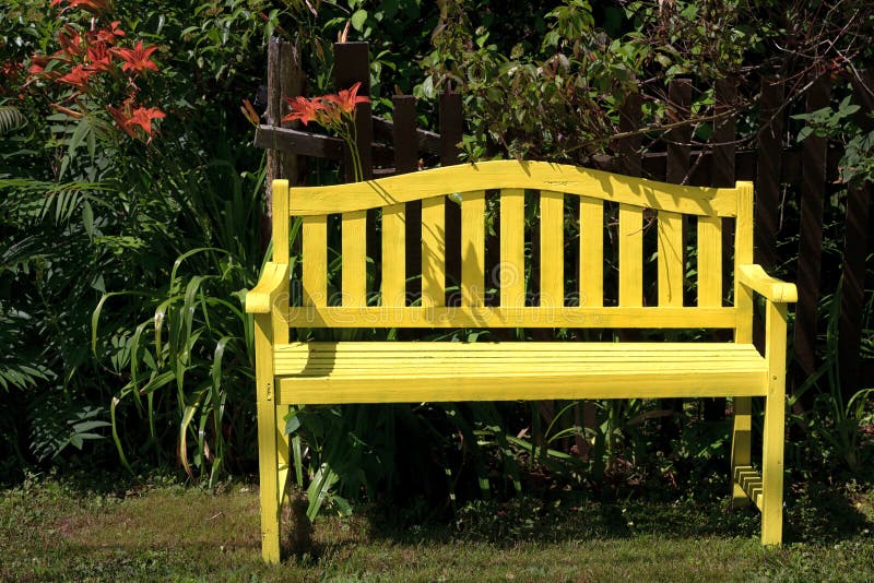 Yellow Park Bench stock image. Image of beautiful, peaceful - 186288883