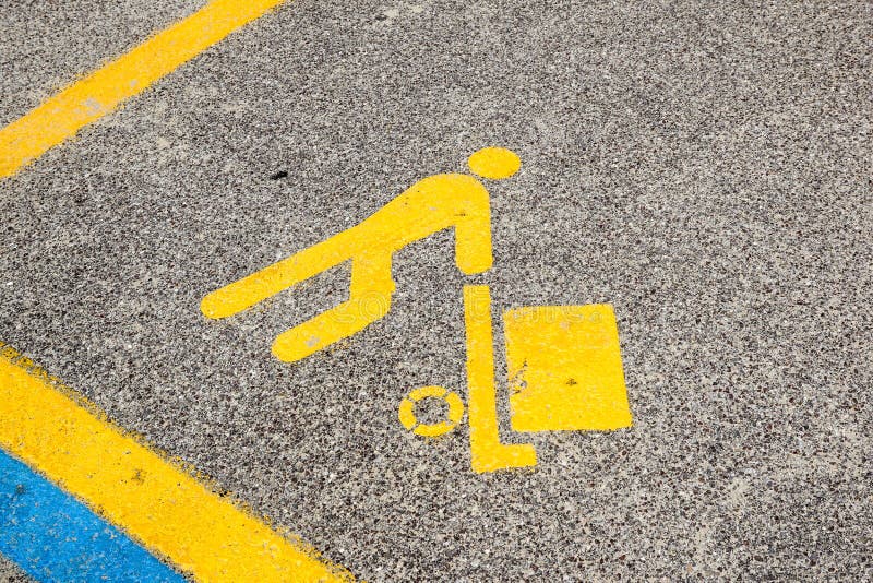 Yellow Parking Symbol for Loading and Unloading Area on the Pavement ...