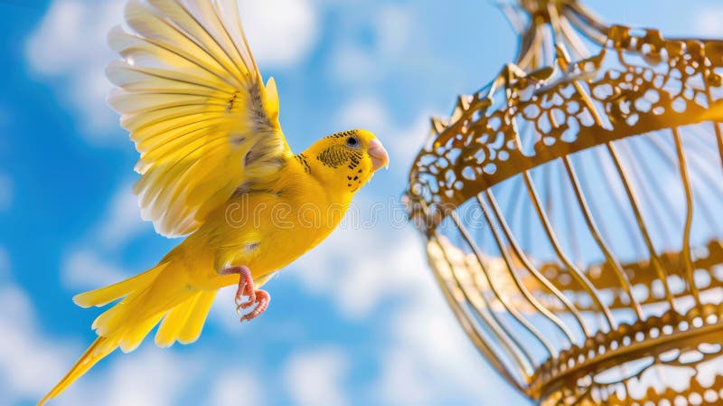 The Yellow Parrot Flying.AI Generated Image Stock Image - Image of ...