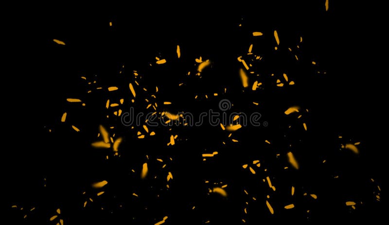 Yellow Particles Effect Dust Debris Isolated on Black Background ...