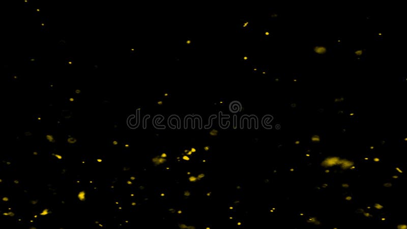 Yellow Particles Effect Dust Debris Isolated on Black Background ...