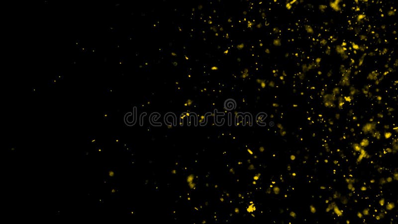 Yellow Particles Effect Dust Debris Isolated on Black Background ...