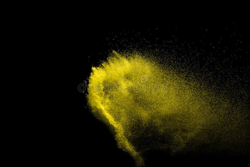 Yellow Particles Explosion on Black Background. Stock Photo - Image of ...