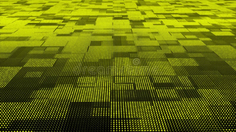 Yellow Particles Square Box Pattern Moving 3d Technology Cyberspace ...