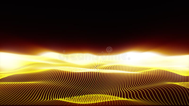 Yellow Particles Wave Flow Digital Abstract Background Stock ...