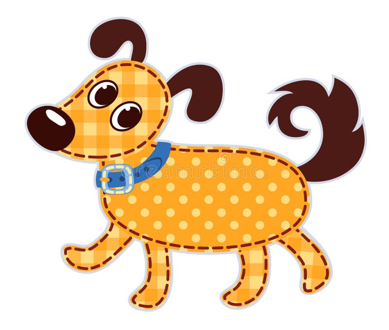 Yellow patchwork dog stock vector. Illustration of holiday - 109119992