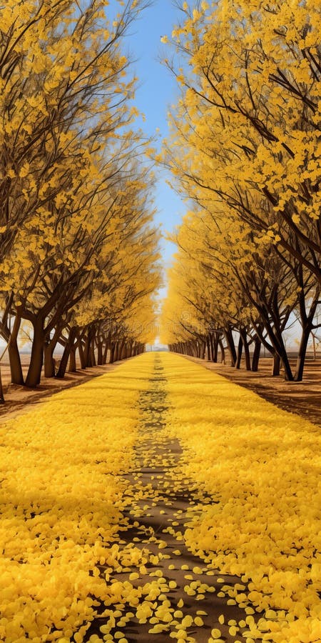 Yellow Path with Floral Surrealism Style and Mesmerizing Optical ...