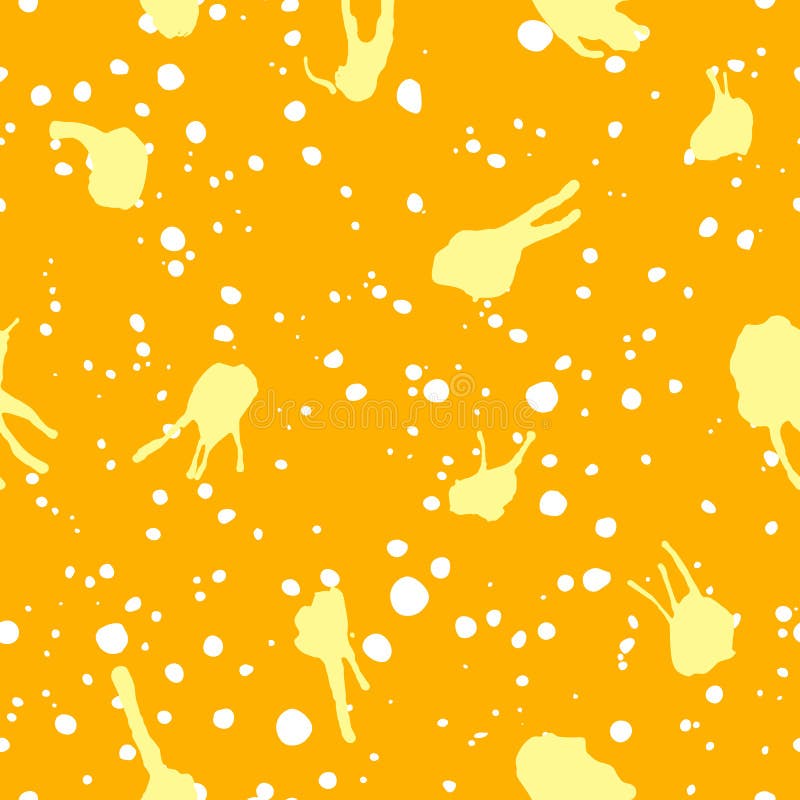 Yellow Pattern with Hand Painted Splashes, Dots. Stock Vector ...