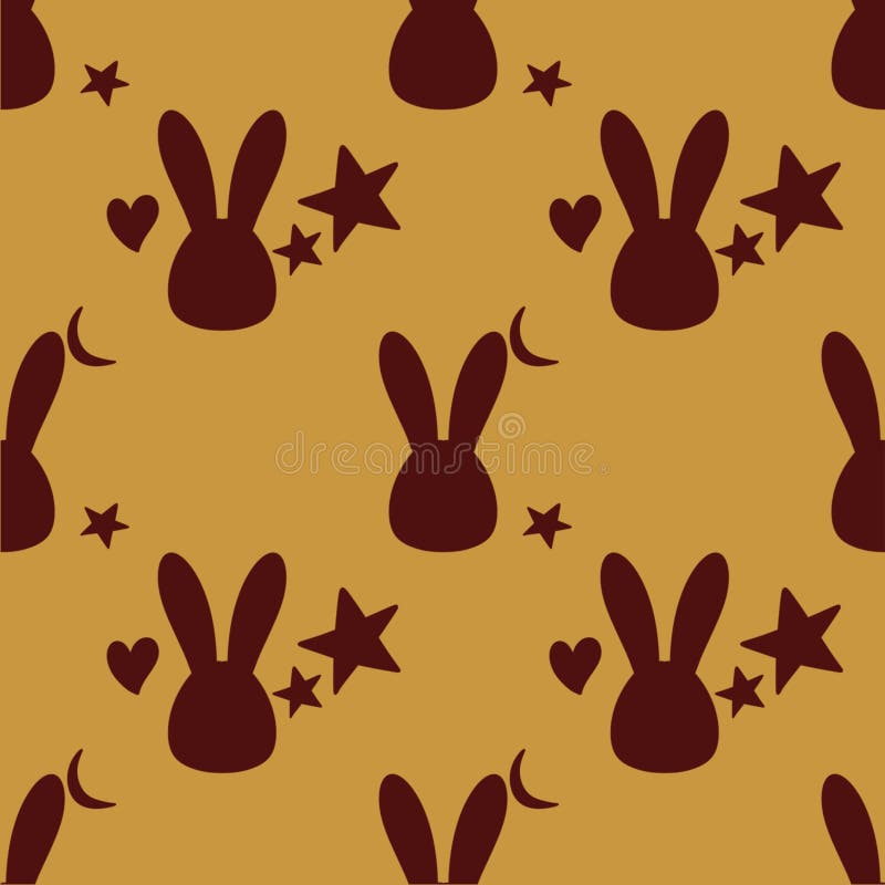 Yellow Pattern with Red Bunny and Stars Stock Illustration ...