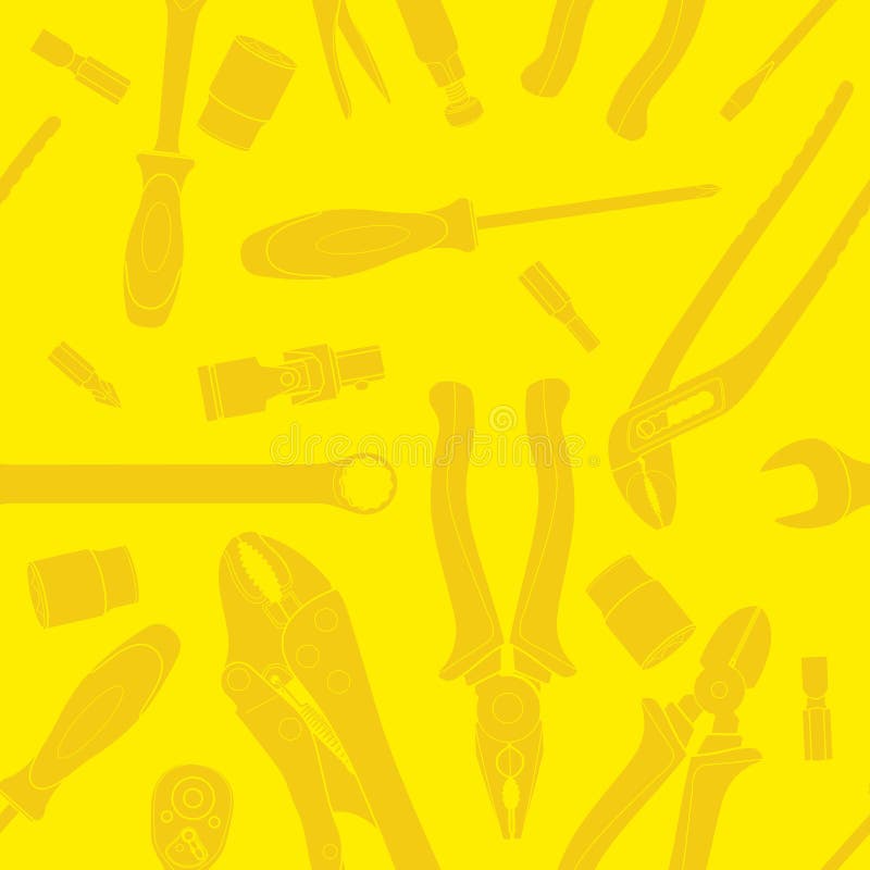Yellow pattern of tools stock vector. Illustration of vector - 72909831