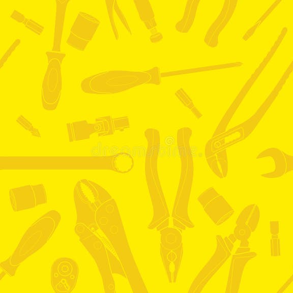 Yellow pattern of tools stock vector. Illustration of vector - 72909831
