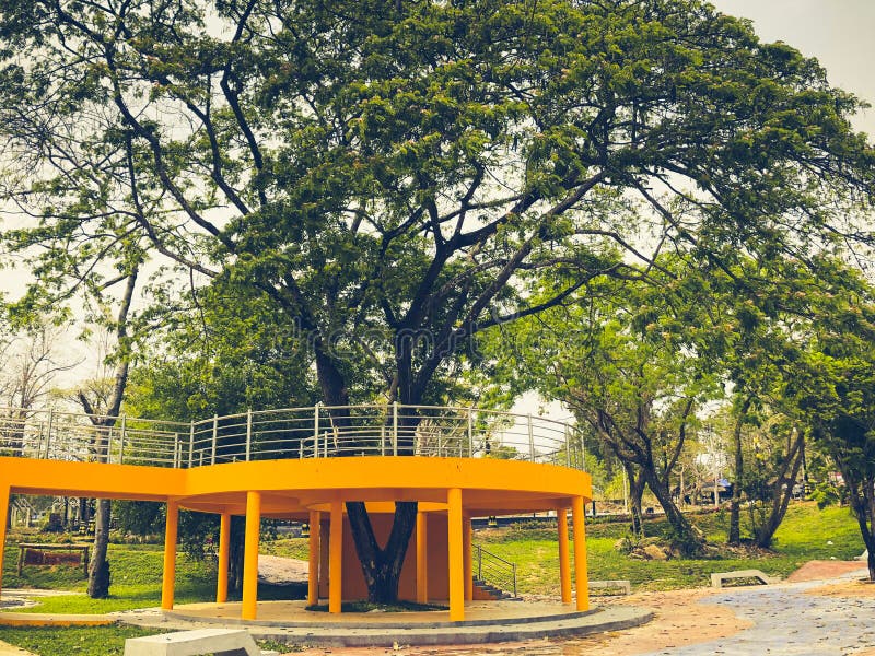Yellow pavilion stock image. Image of blue, forest, architecture ...