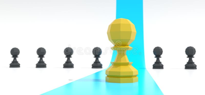 Yellow Pawn of Chess, Standing Out from the Crowd of Gray. Stock ...