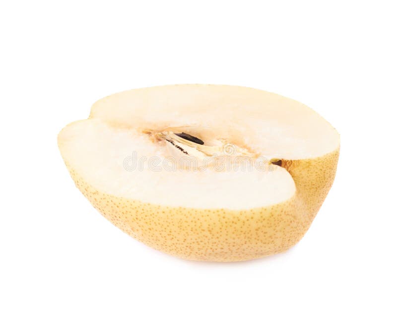 Yellow Pear Cut in Half Isolated Stock Image - Image of freshness ...