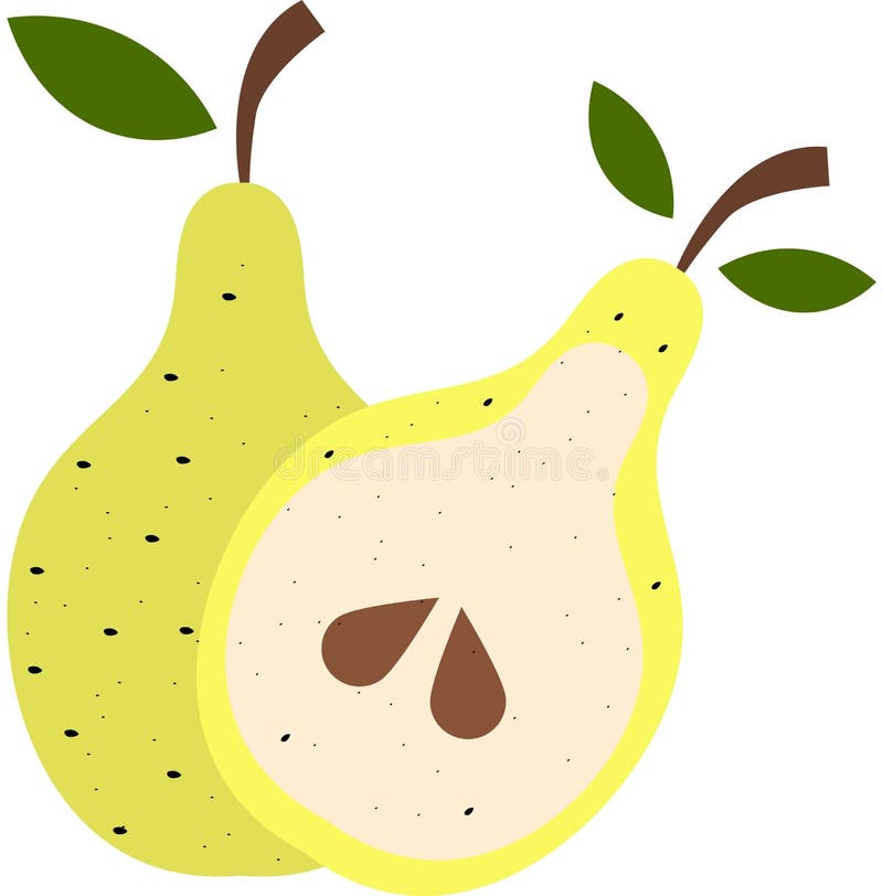 Yellow Pear and Half of a Pear. Children`s Illustration Stock Vector ...