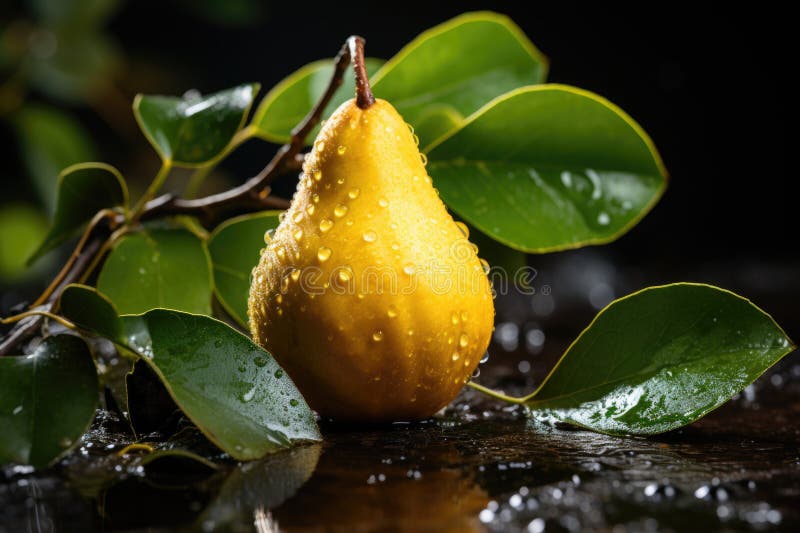 Yellow Pear Mature Juicy Half Isolated Cut on the Whi Stock ...